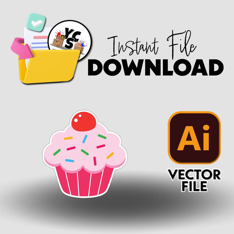 YCS Illustrator Asset Cupcake 21 Pink Sprinkles – Yard Card Supply Shop