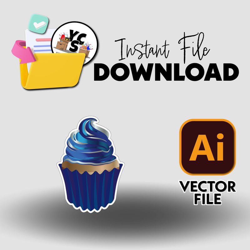 YCS Illustrator Asset Cupcake 42 Blue Silver – Yard Card Supply Shop